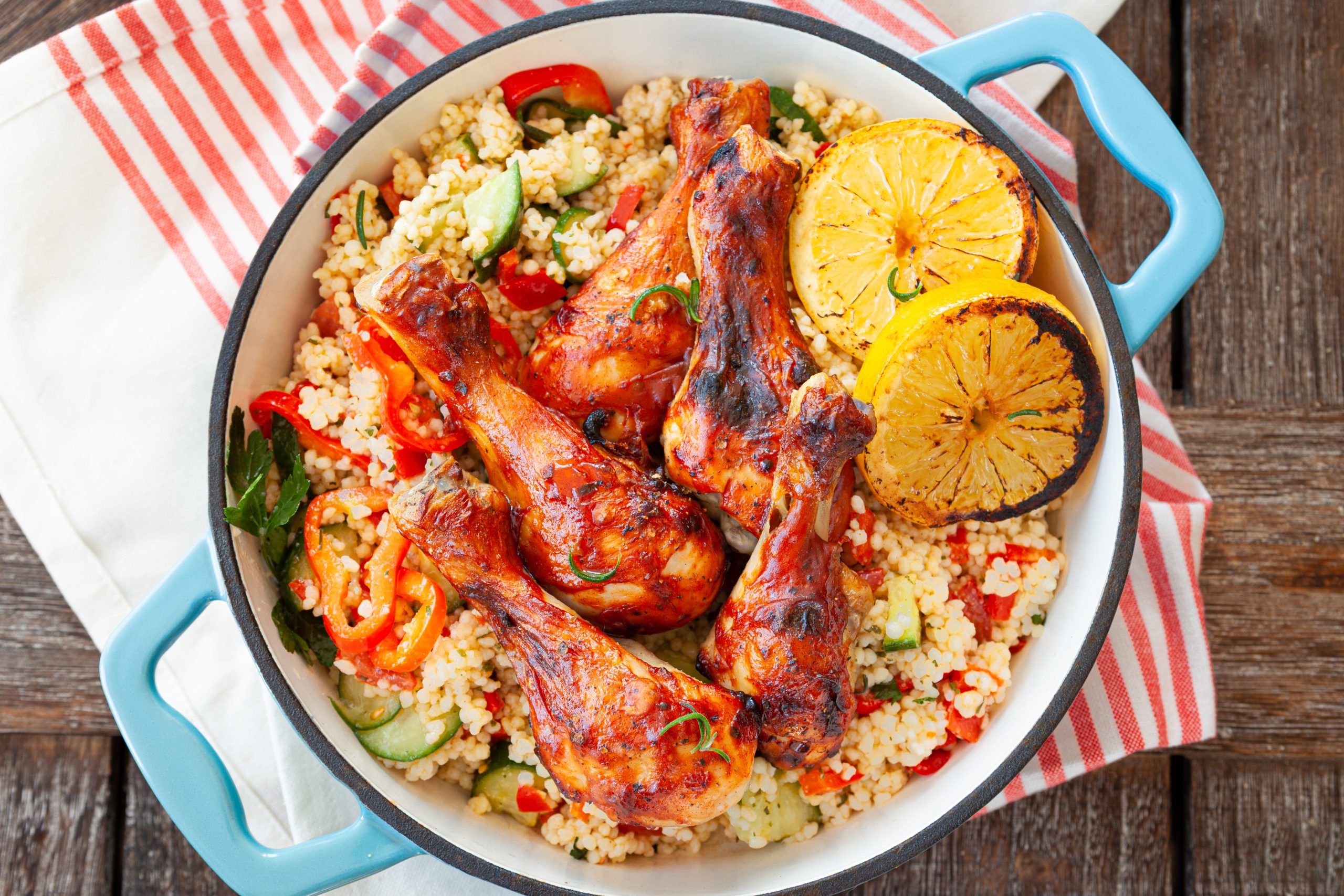Honey-harissa chicken bake on bulgur wheat - pnpeswatini